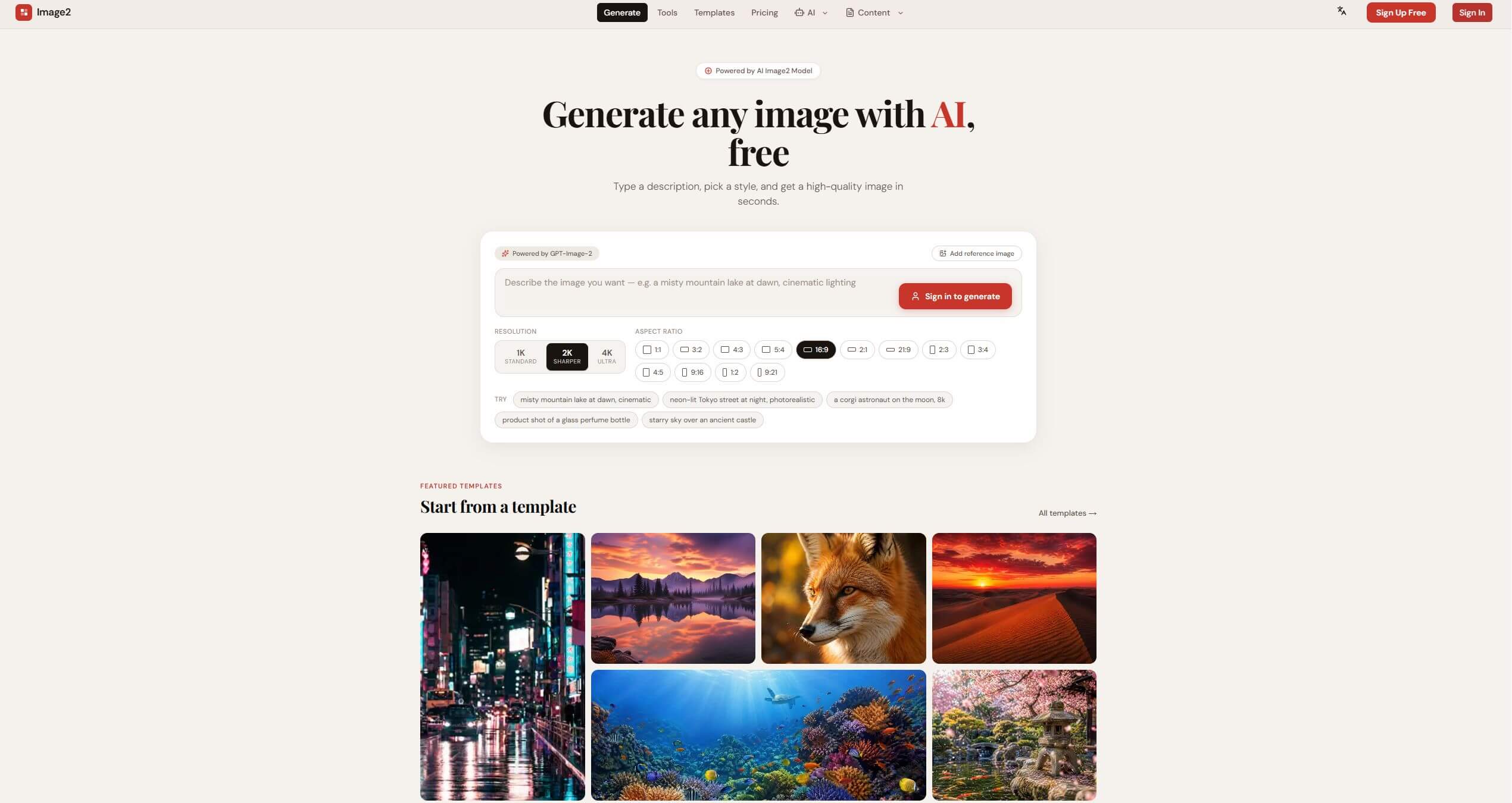 Image2 - Free AI Image Generator, Powered by GPT-Image-2 and More